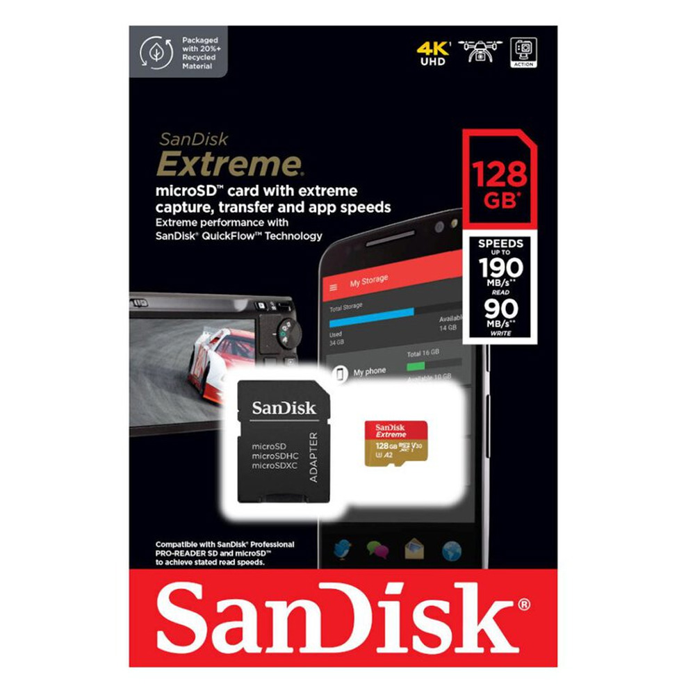 SanDisk SDXC 128GB Micro Extreme Pro 190MB/s A2 - fonTELe